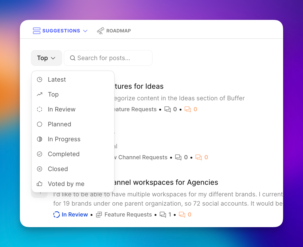 Introducing Our New Roadmap: Buffer Suggestions