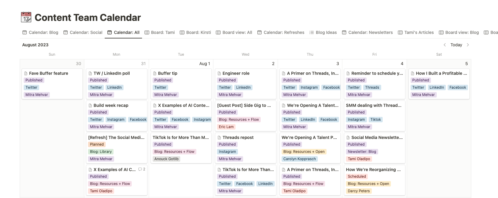 A Content Calendar Template From Buffer’s Content Team